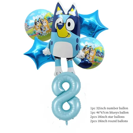Cartoon Blueys Bingo Balloon Set Aluminum Film Large Number Balloon ...