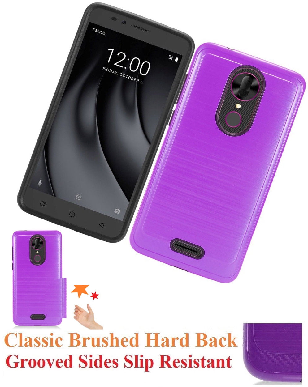 for 6" T-Mobile REVvL + PLUS coolpad Case Phone Case Grooved Sides Firm ...
