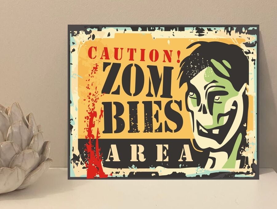 Precaución Zombies Letrero de metal de aluminio rústico retro Regalo ...