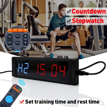 Programmable LED Interval Timer Clock Tabata Fitness Training w/Remote ...