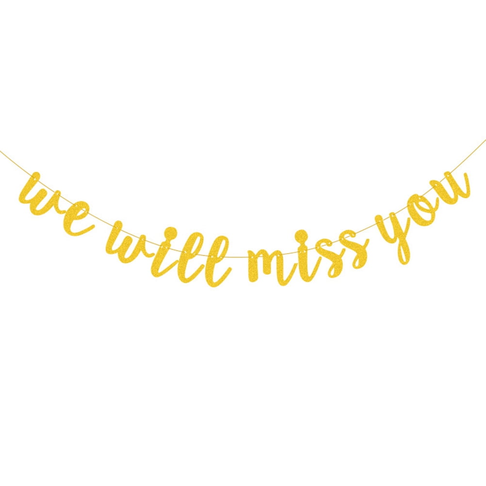Golden Glitter Banner WE WILL MISS YOU Letter Printing Bunting Bachelor ...