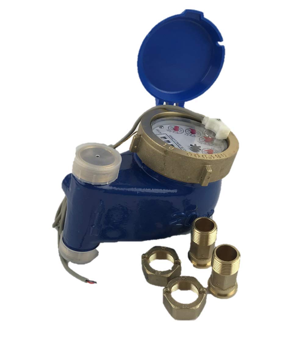 DAE V-75P Vertical Water Meter with Pulse Output, 3/4" NPT Couplings ...