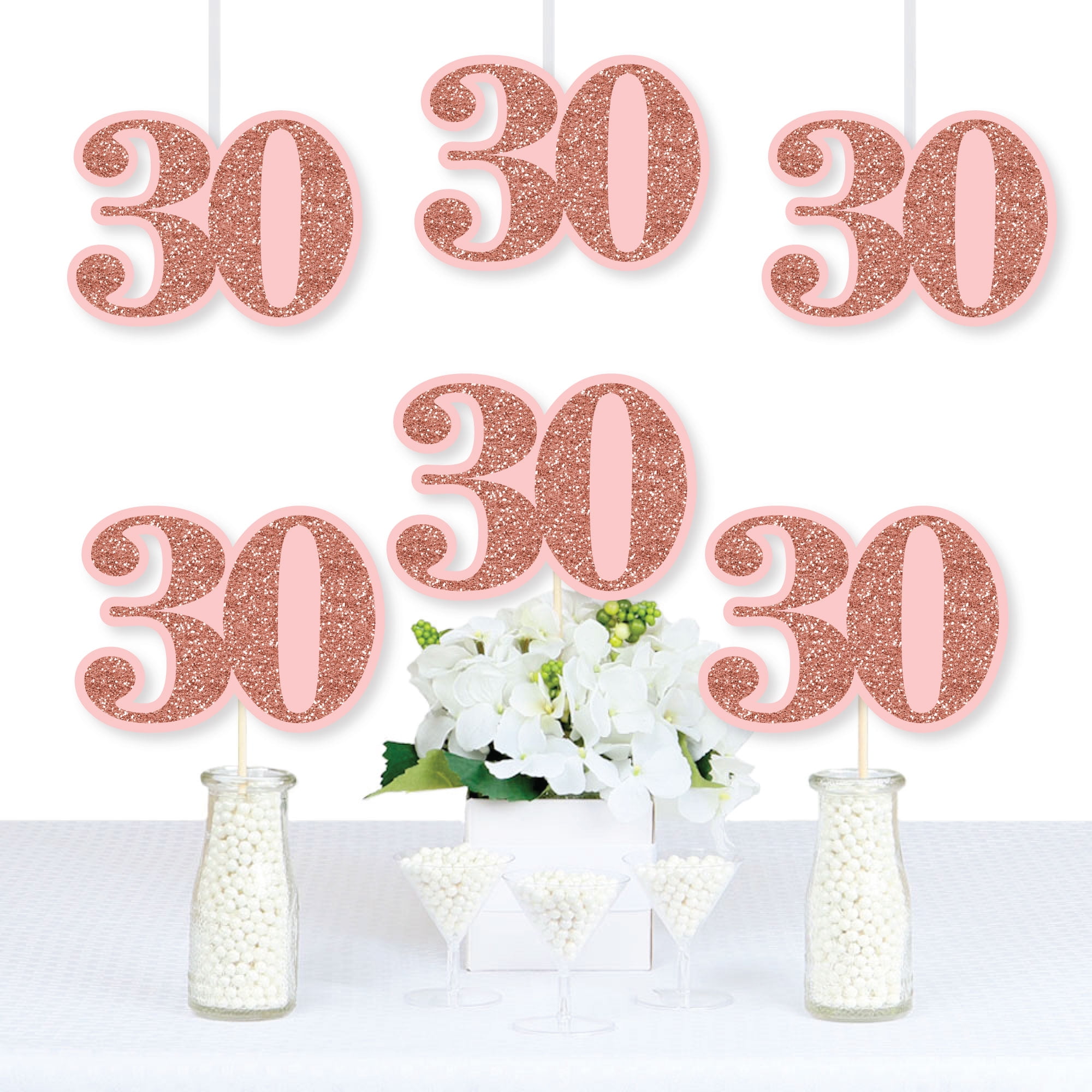 Big Dot of Happiness 30th Pink Rose Gold Birthday - Decorations DIY ...