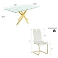 Sumdeal 63" Glass Dining Table Set for 6,Gold Base Dining Room Table ...