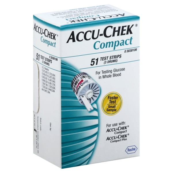 Accu-Chek Compact Blood Glucose Test Strips, 51 Ct - Walmart.com ...