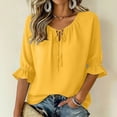 dazeni Lace up Blouse Women Flare Half Sleeve Tops Lightweight Keyhole ...