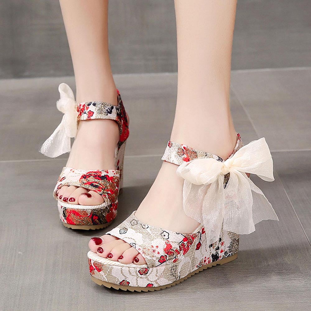 Red Wedges Shoes