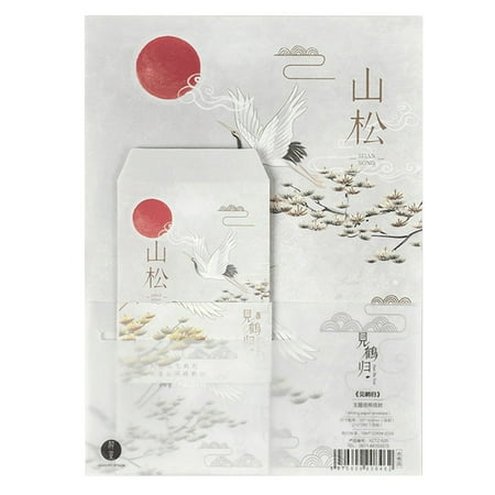 2 Set Creative Writing Paper DIY Fresh Illustration Flying Crane Series ...