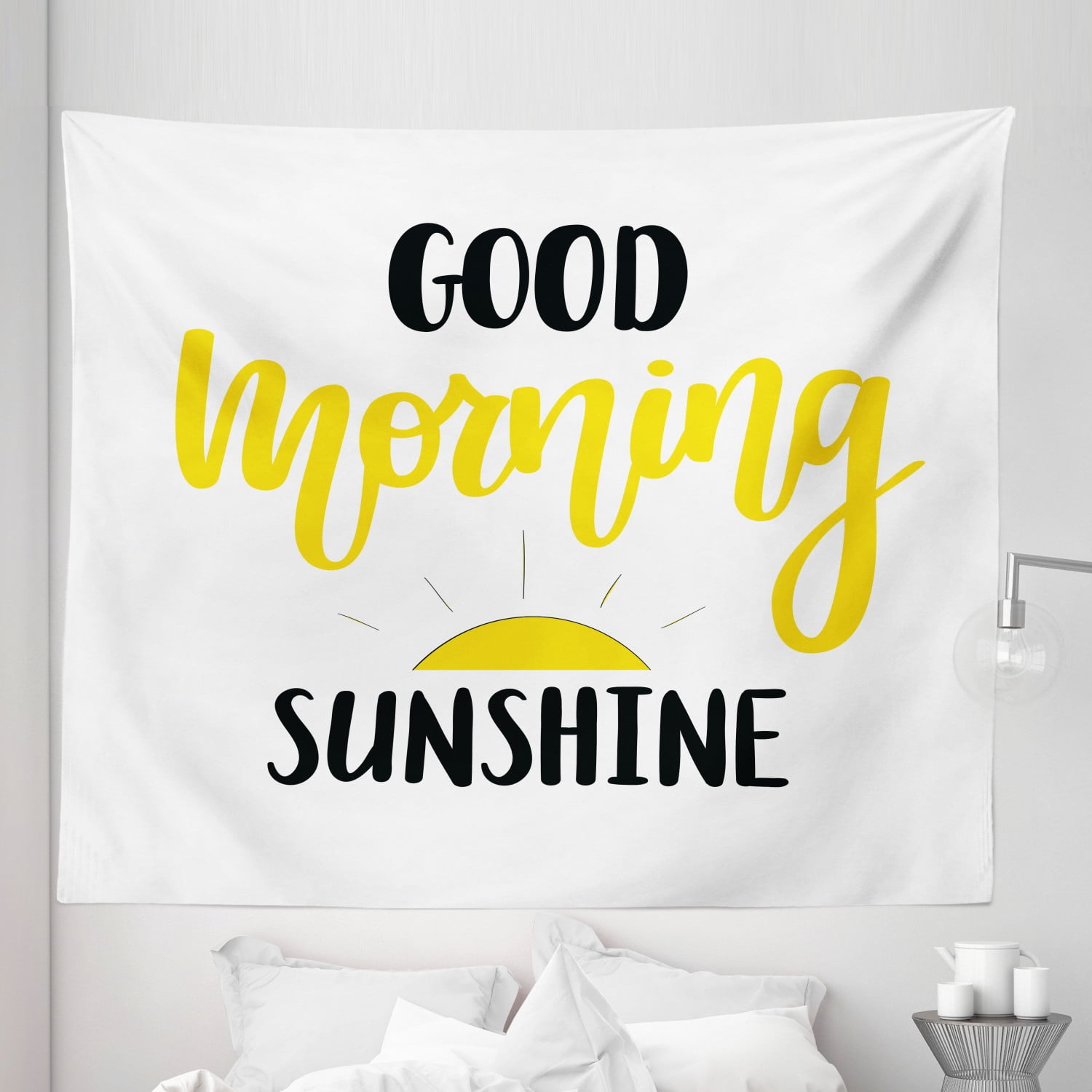 Wording Tapestry, Morning Sunshine Hand-Drawn Calligraphy with Sunrise ...