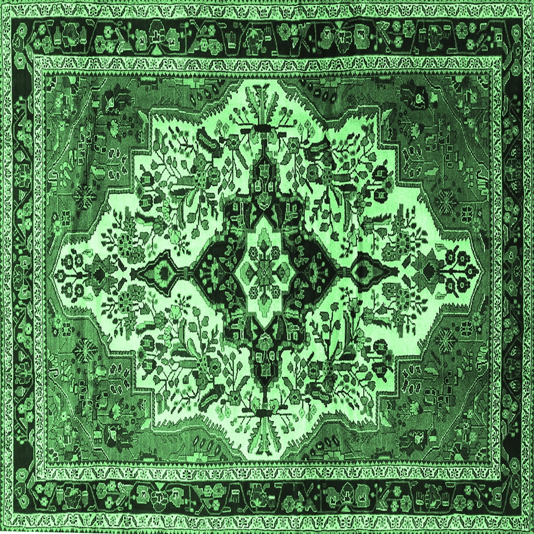 Ahgly Company Indoor Square Persian Emerald Green Traditional Area Rugs ...