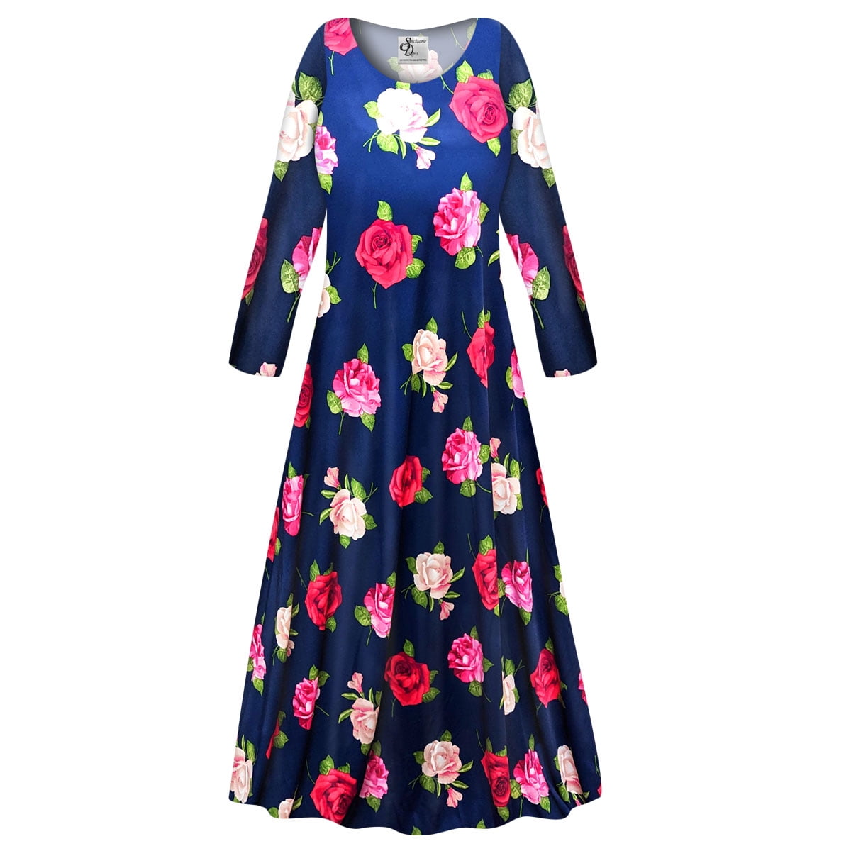 Plus Size Tall Womens Strechy Round Neckline With Long Sleeve Dress 3477