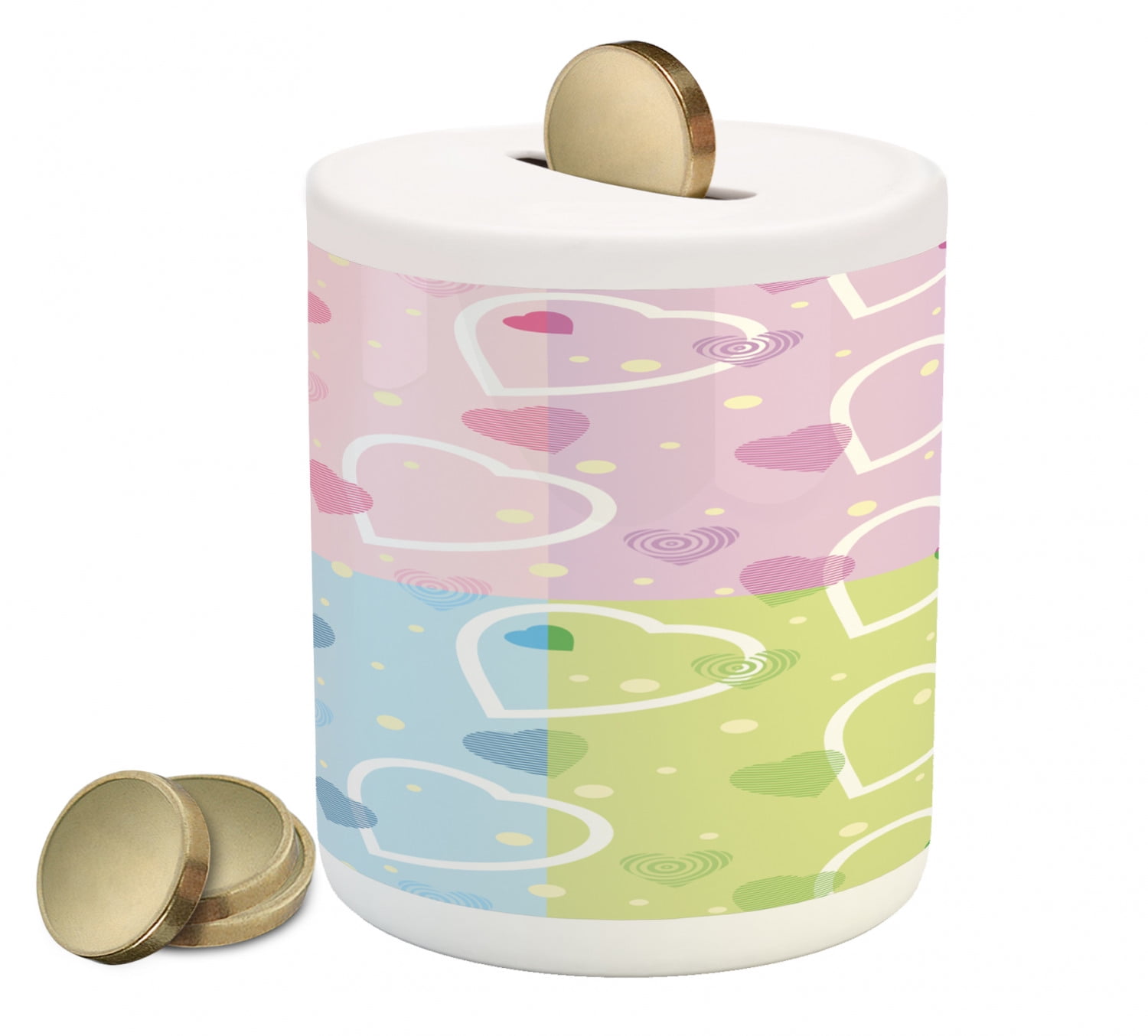 Valentine Piggy Bank, Big Little Heart Motifs on Colorful Background ...