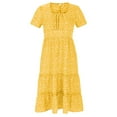 Vkekieo Yellow Maxi Dress For Women Casual Spring Square Neckline