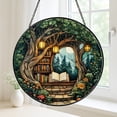 Book Shelf Scene Round Suncatcher – Stained Glass Style Window ...