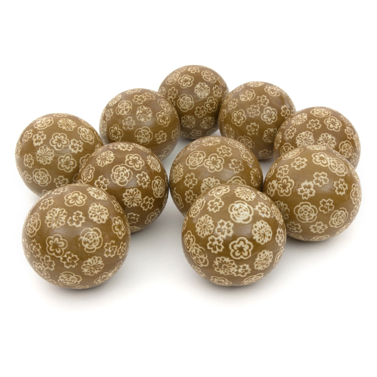 Oriental Furniture 3" Pale Flowers Porcelain Ball Set, decorative piece ...