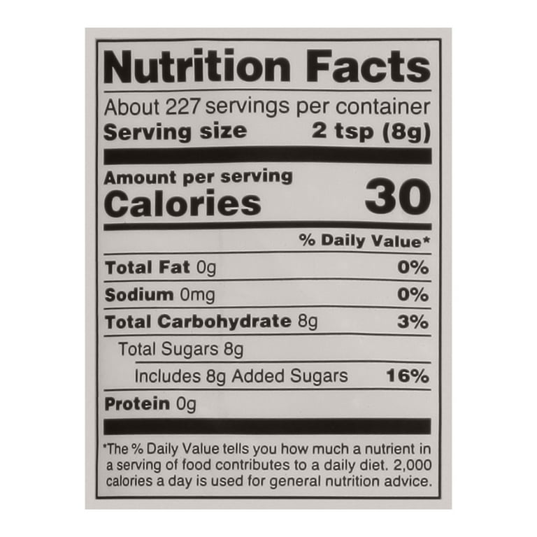 Brown Sugar Nutrition Label