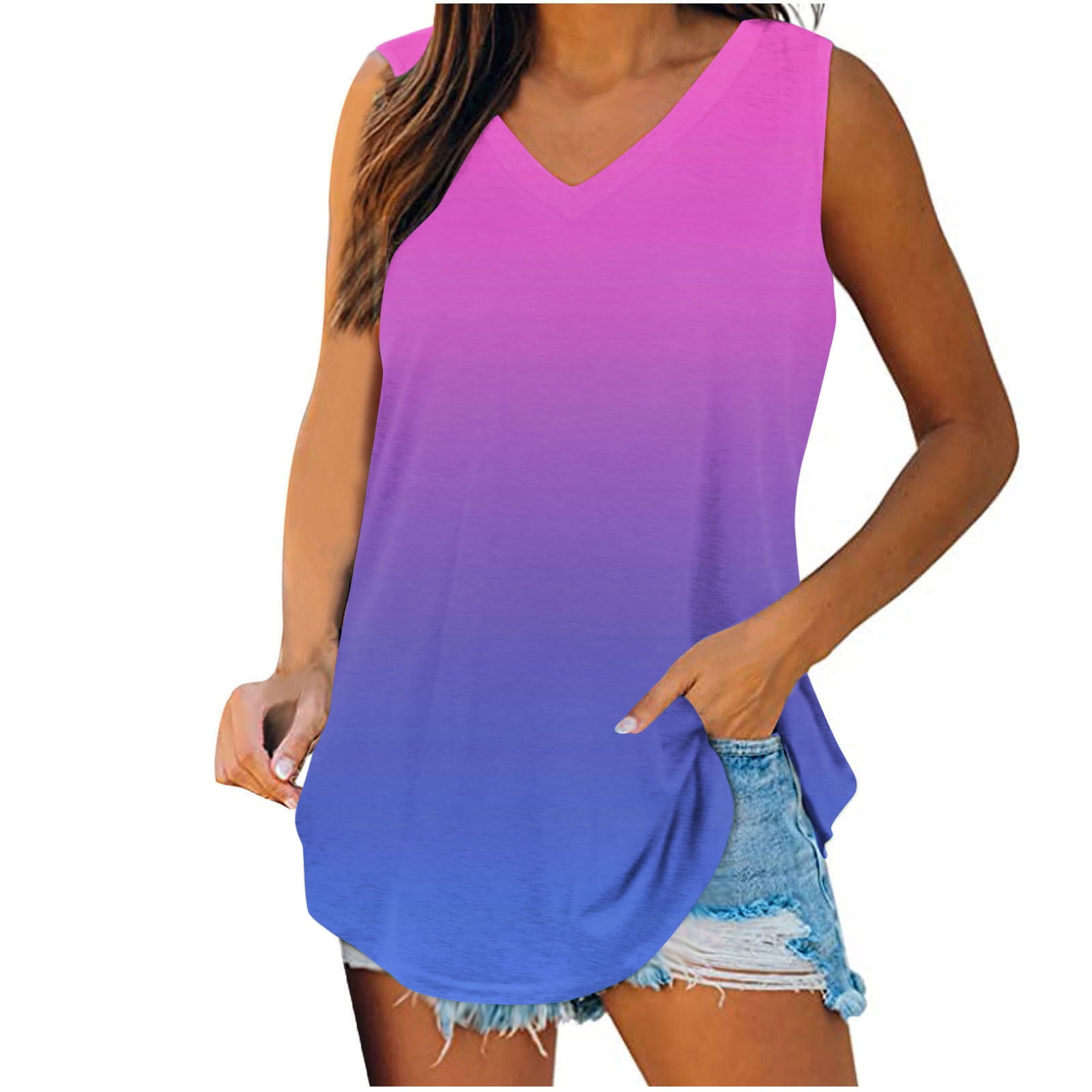 Click here for Yuyuzo Summer Tank Tops For Women V Neck Plain Sle... prices