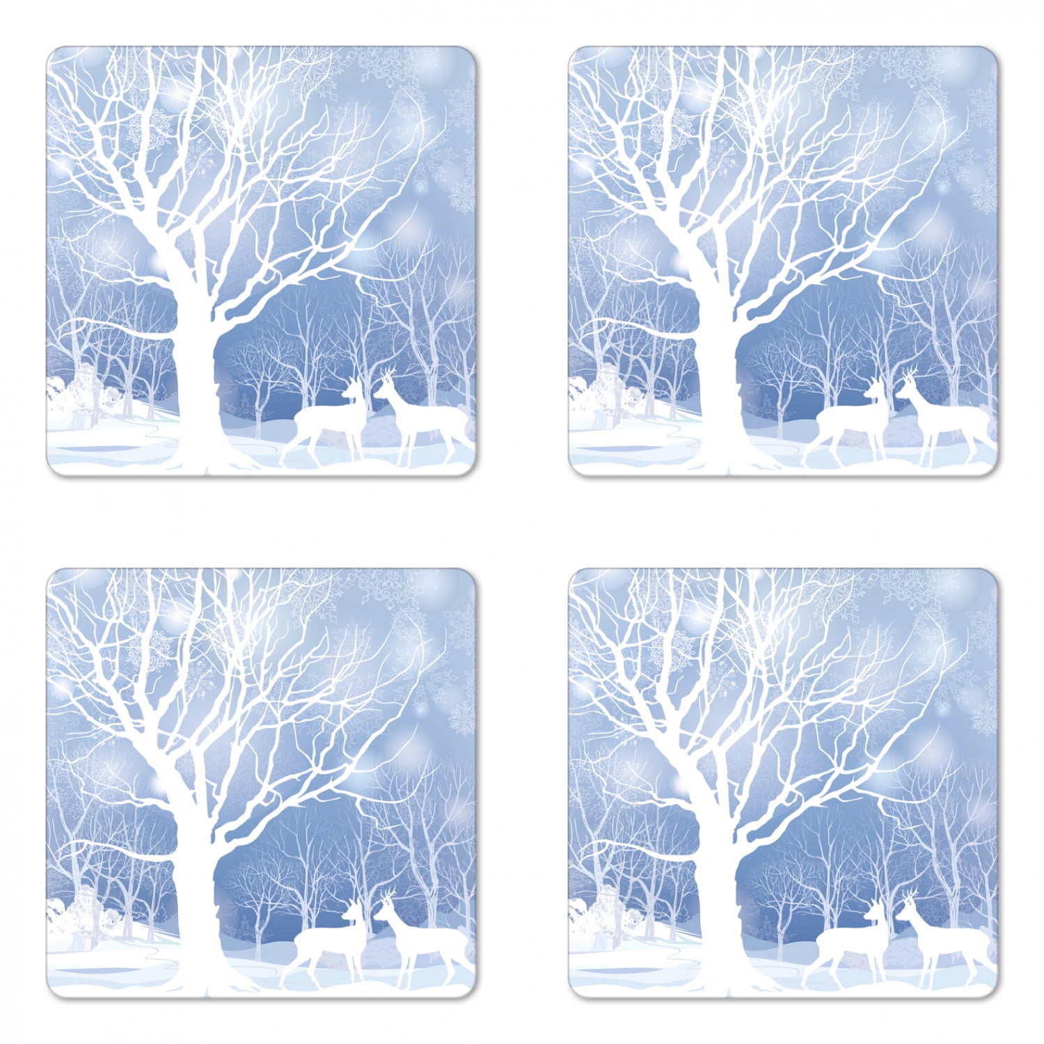 Winter Coaster Set of 4, Abstract Winter Imagery with Snowy Weather ...