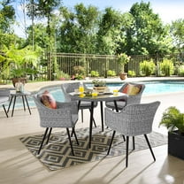 Modway Endeavor 5-Piece Rattan & Aluminum Patio Dining Set in Gray ...