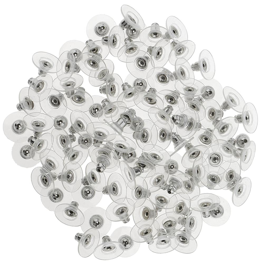 100Pcs Clear Earring Backs Stoppers Ear Post Nuts Jewelry Making ...