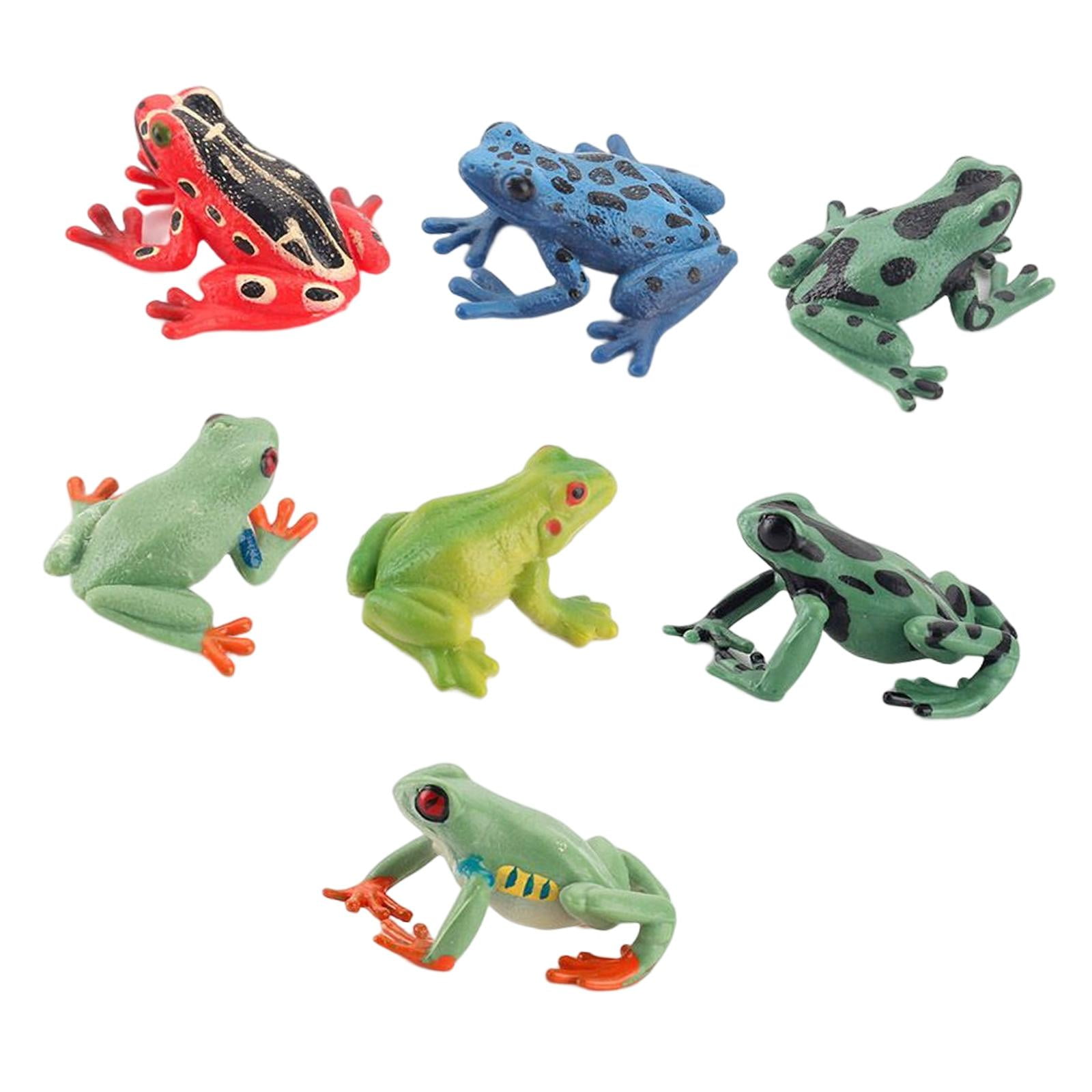 7x Simulation Frog Toy Figures Forest Animal Model Colorful Frogs Play ...