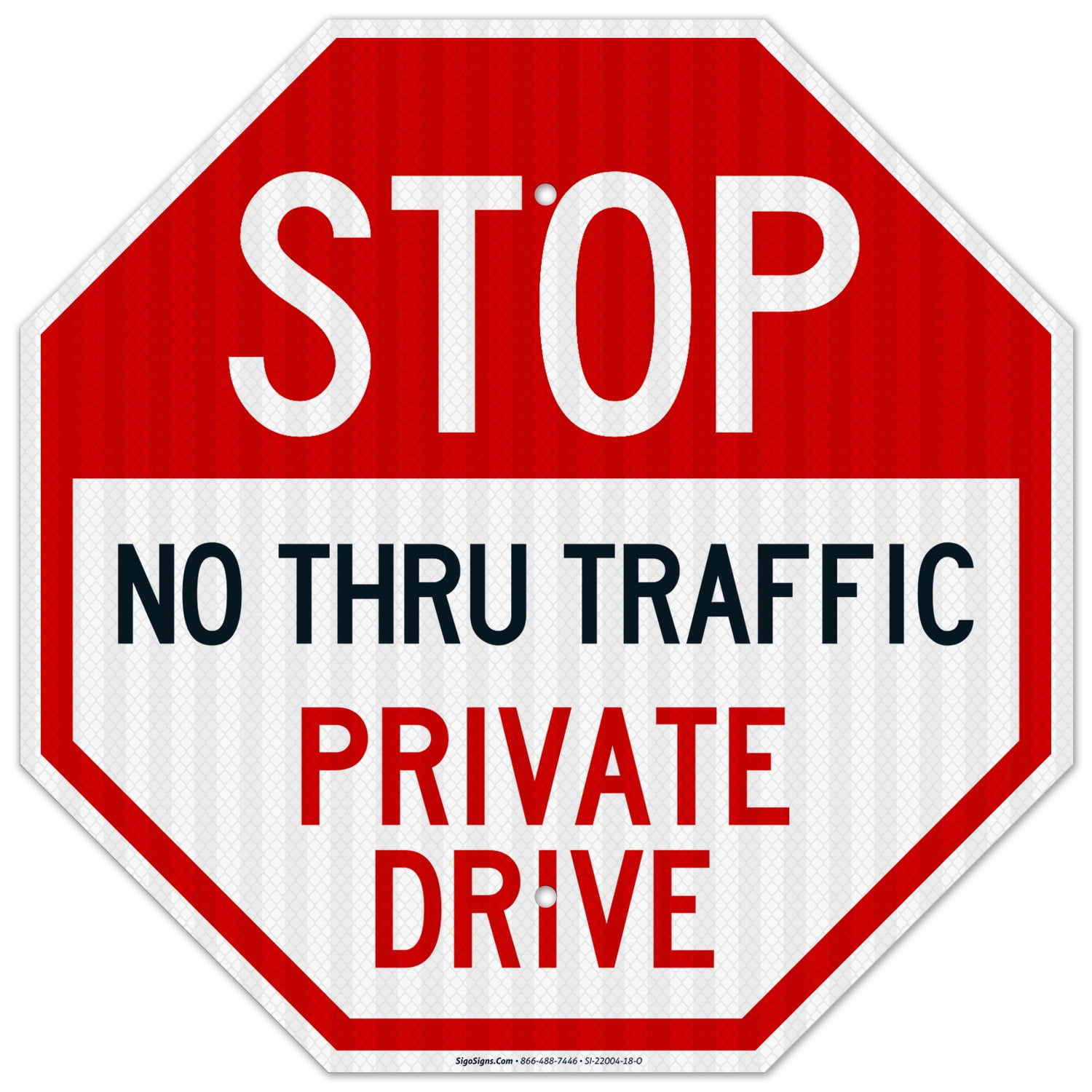 Private Drive Sign, No Thru Traffic Sign, - Walmart.com