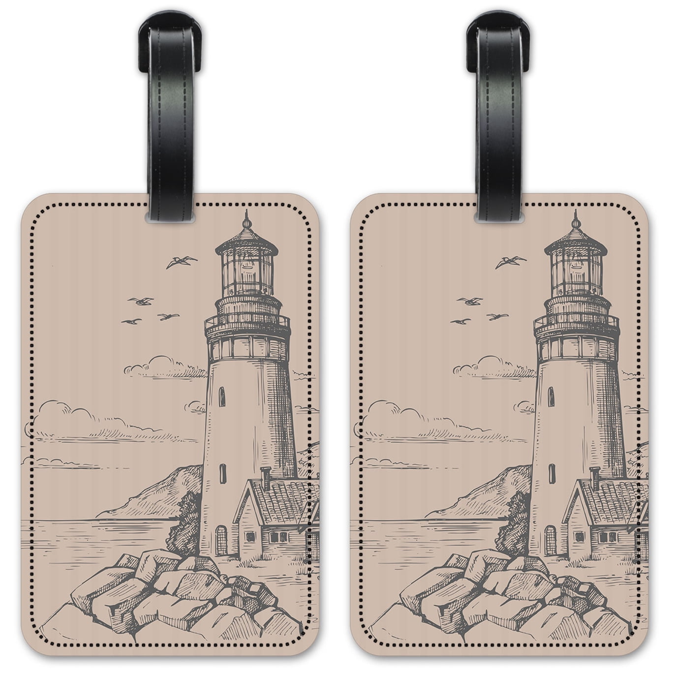 Lighthouse Drawing - Luggage ID Tags / Suitcase Identification Cards ...