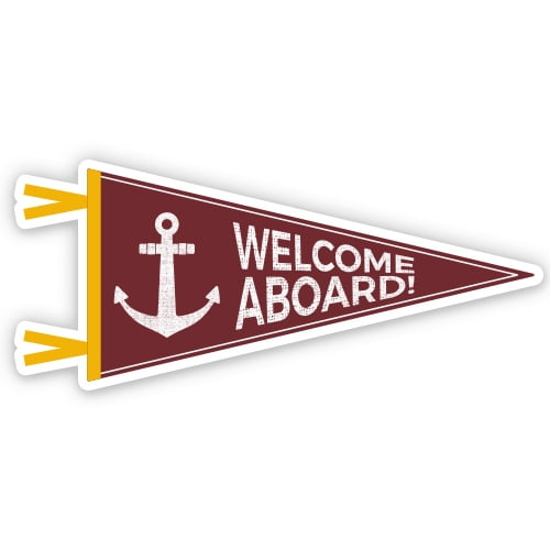 Welcome Aboard Pennant Captain Nautical - 3" Vinyl Sticker - For Car ...