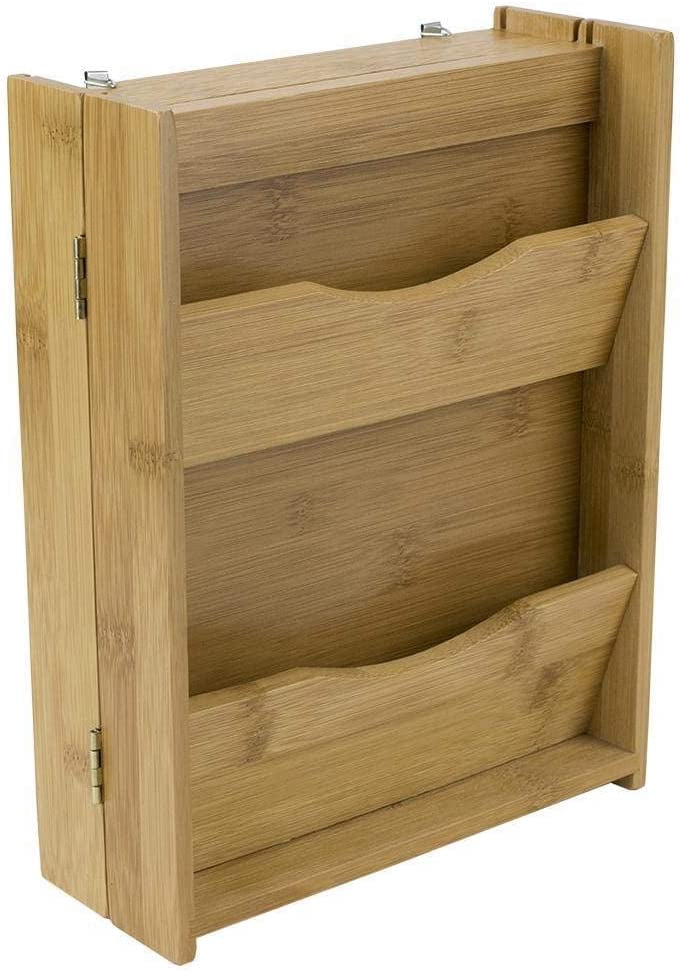 Linen Store Bamboo 2 Tier Mail and Key Holder, Decorative Wall Mounted ...