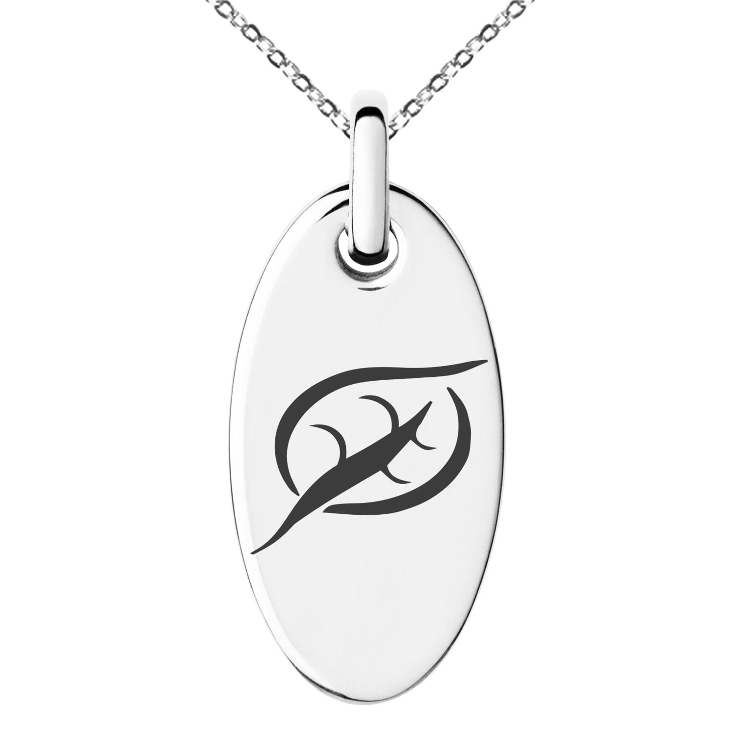 Stainless Steel Elemental Earth Nation Engraved Small Oval Charm ...