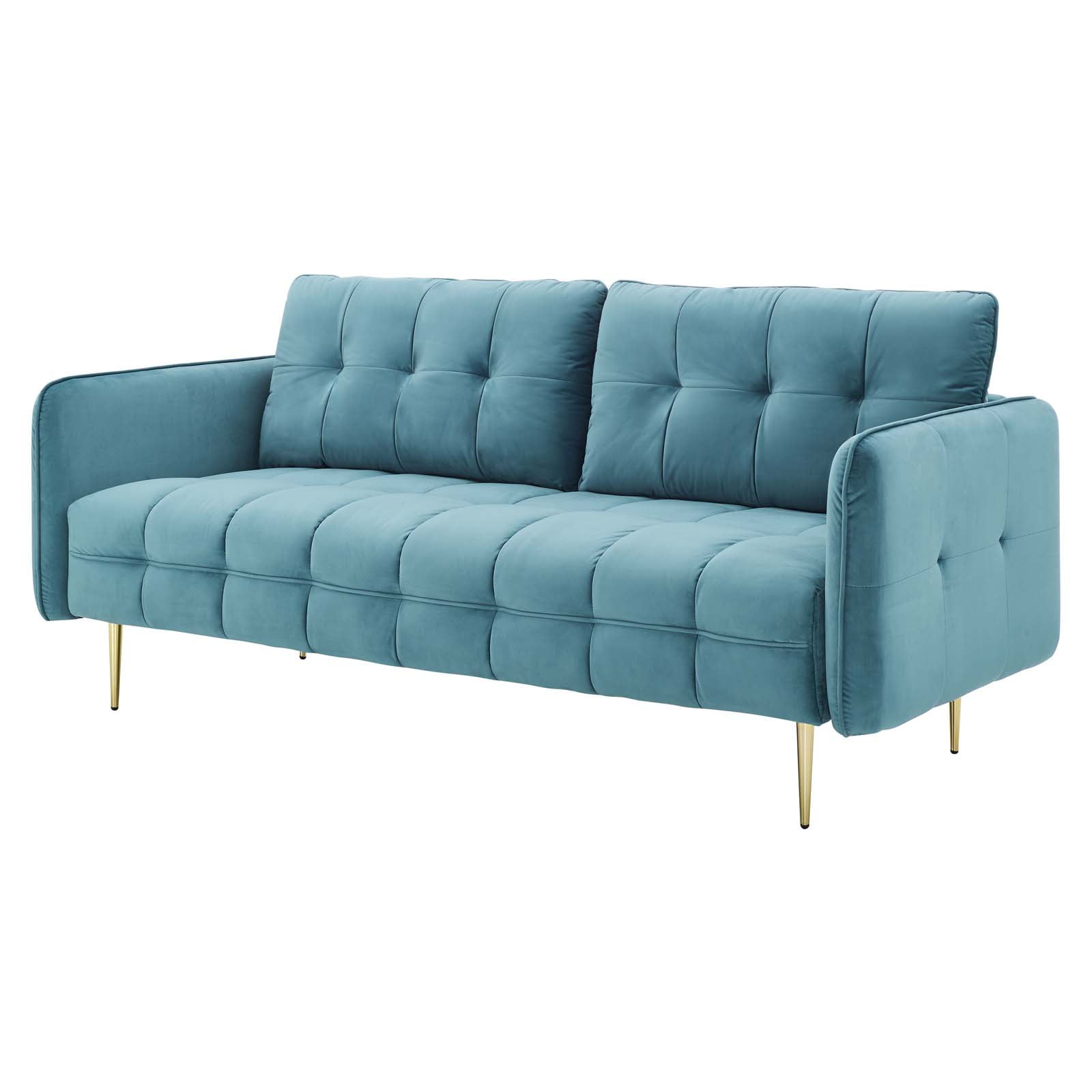 Tufted Sofa, Velvet, Blue, Modern Contemporary Urban Design, Living ...