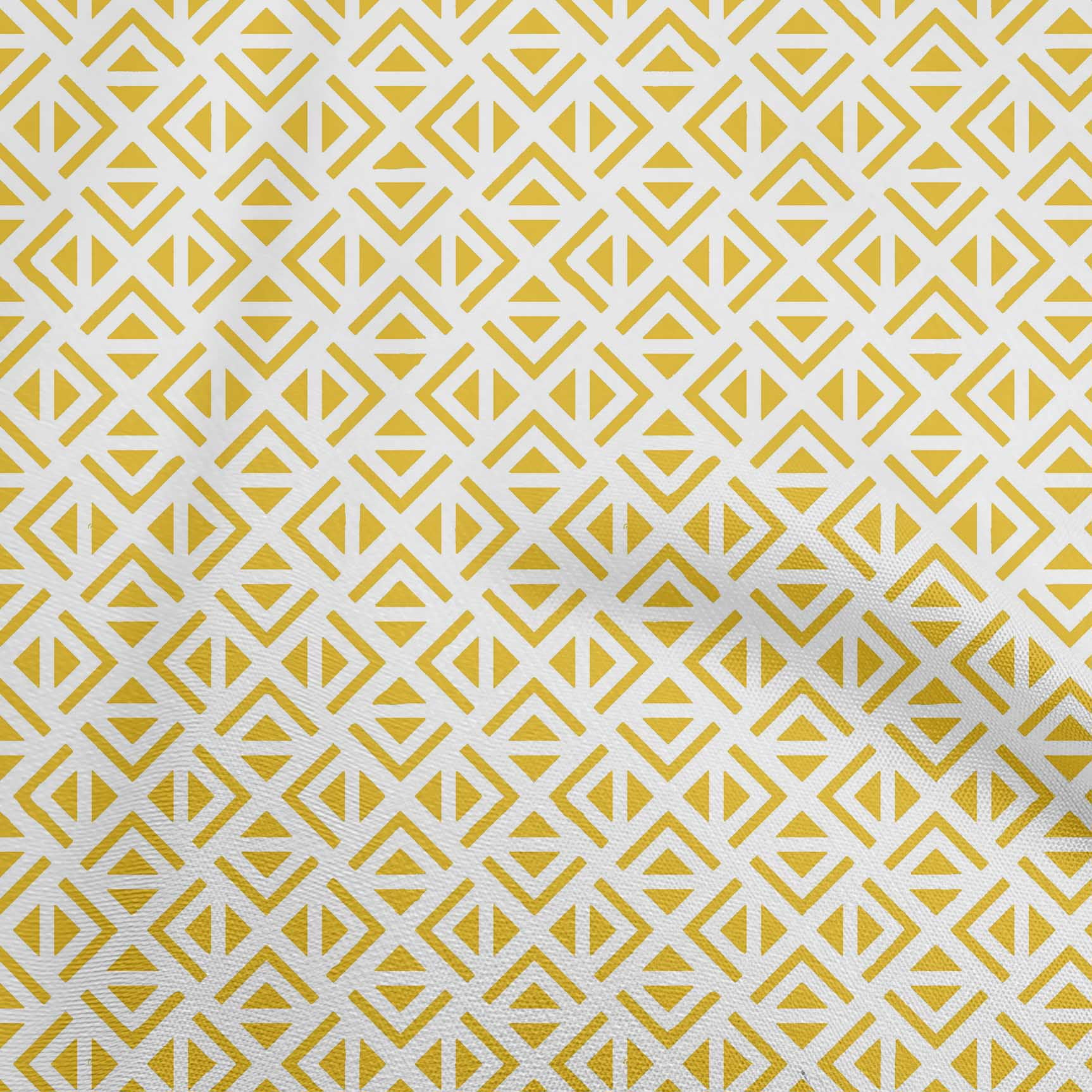 oneOone Cotton Cambric Yellow Fabric Geometric Triangle Sewing Material ...