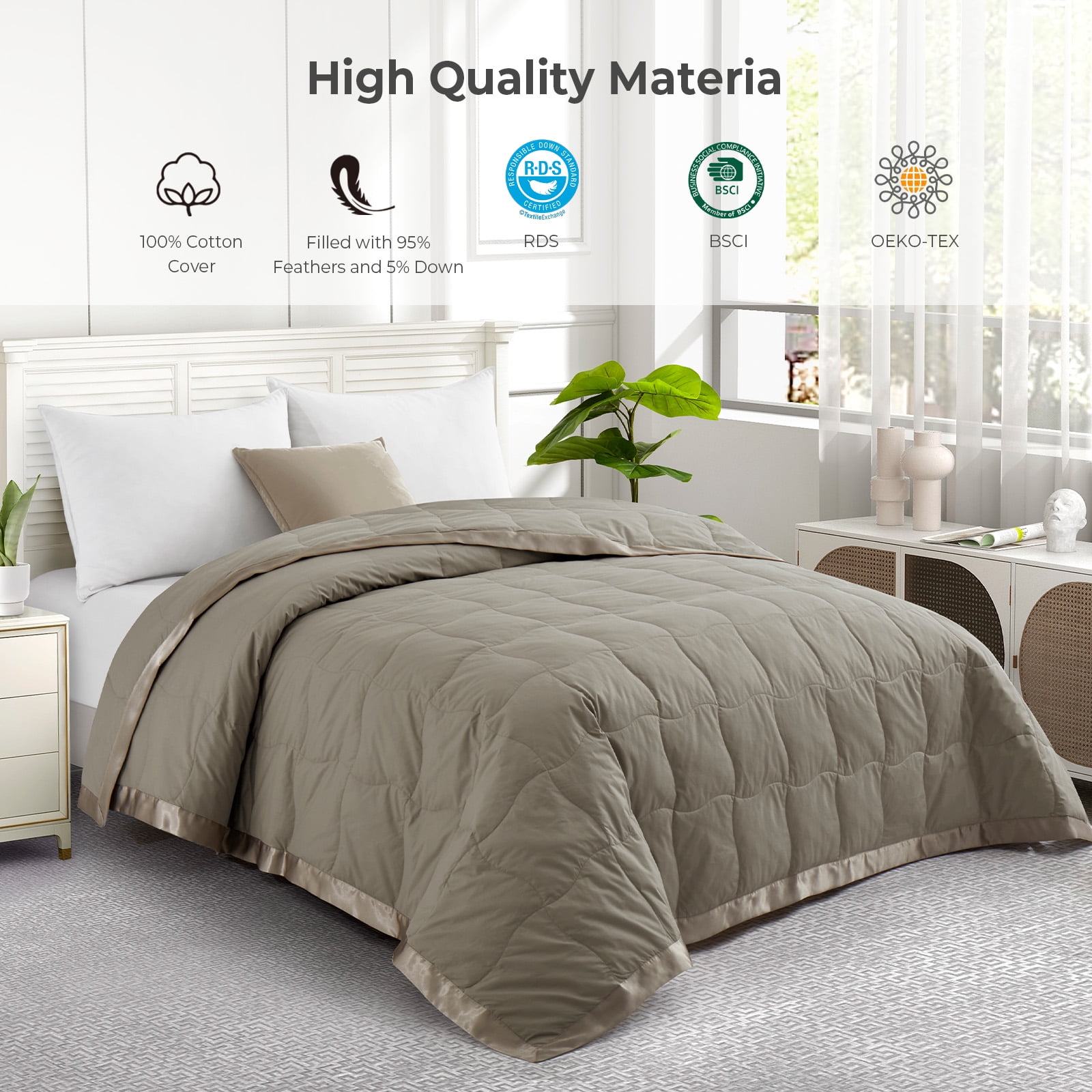 Peace Nest Soft Lightweight Down Oversized Blanket with Satin Trim for ...