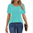Fantaslook Women's Pleated Short Sleeve Tunic Top Summer Blouses ...
