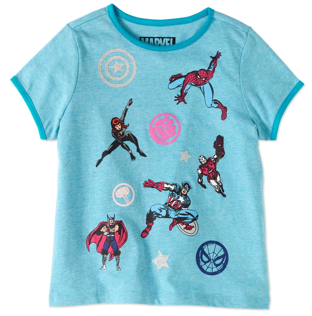 Marvel Avengers Girls' Hero Poses Tee - Walmart.com