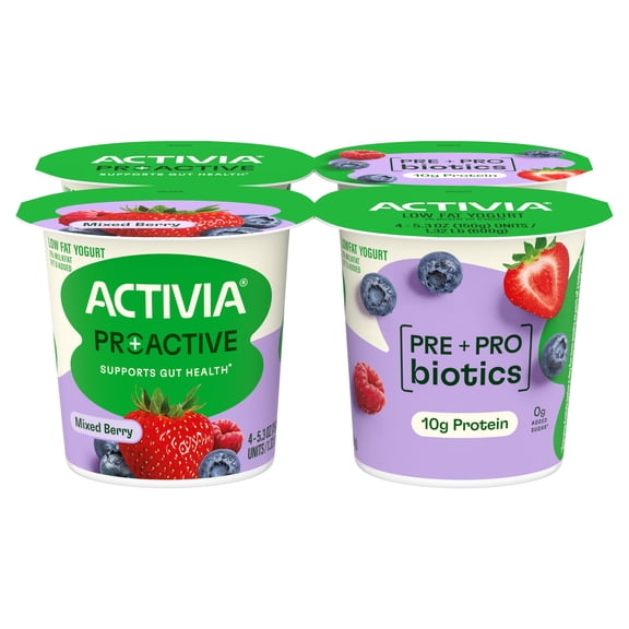 Activia Proactive Plain Prebiotic and Probiotic Yogurt Tub, Helps ...