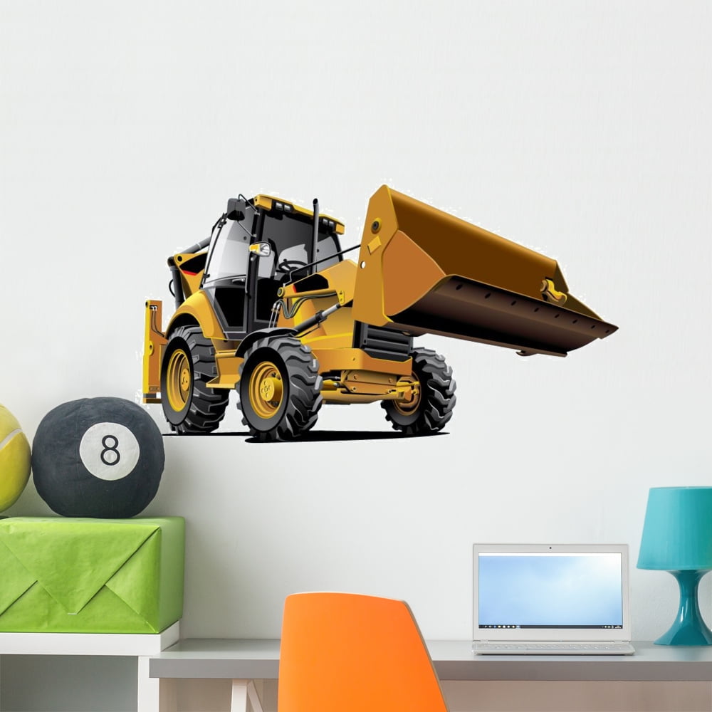 Lifted Yellow Construction Bulldozer Wall Decal Sticker, Wallmonkeys ...