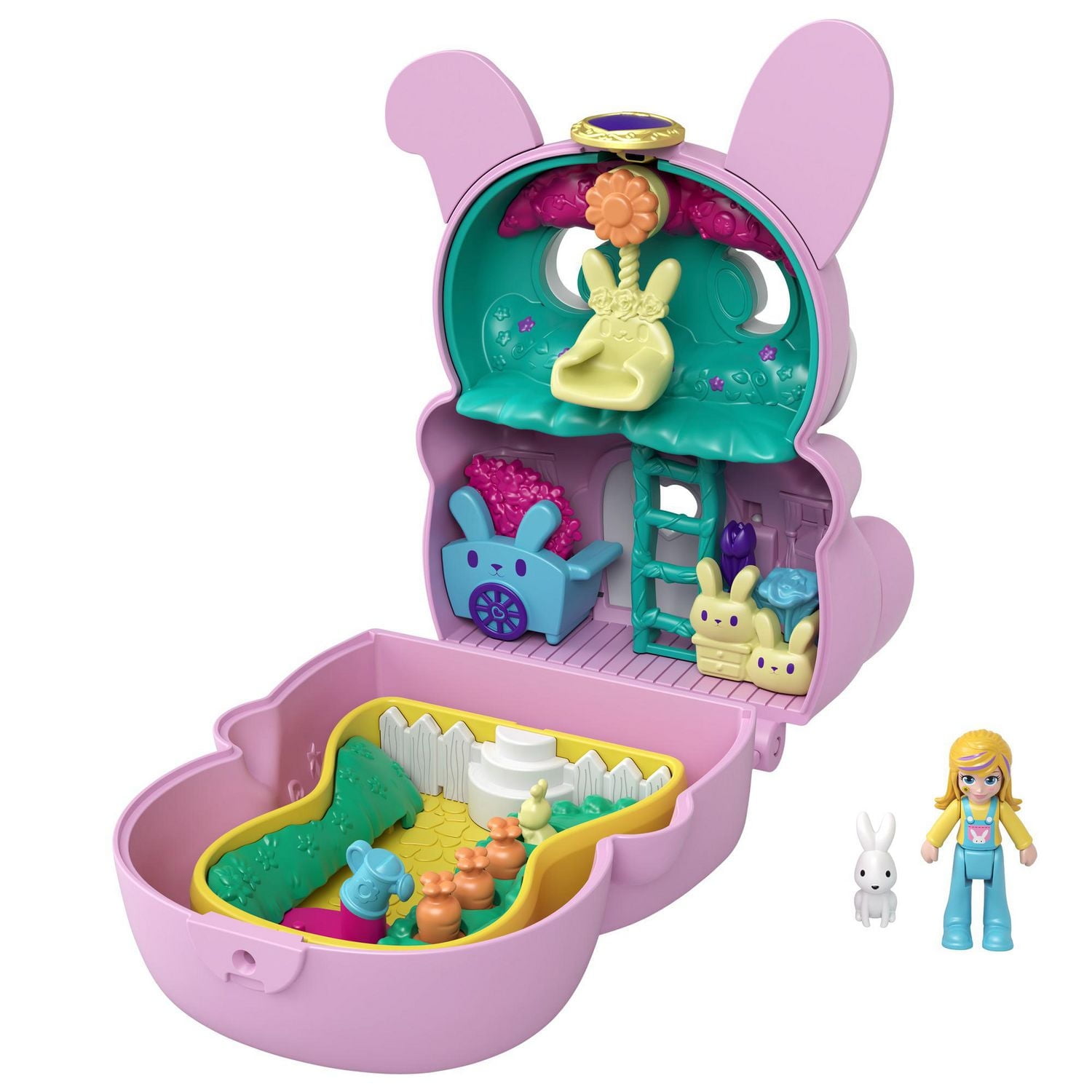 Polly Pocket Flip & Find Bunny Compact, Dual Play Surface, Polly Doll ...