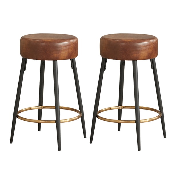 Duhome Elegant Lifestyle Counter Stools Set of 2, 24" Faux Leather Bar ...