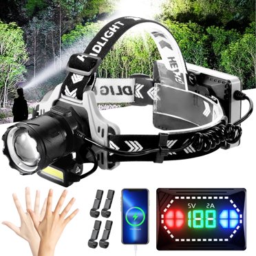 2023 Upgraded Super Bright LED Head Torch Rechargeable, 22000 Lumen, 10 ...