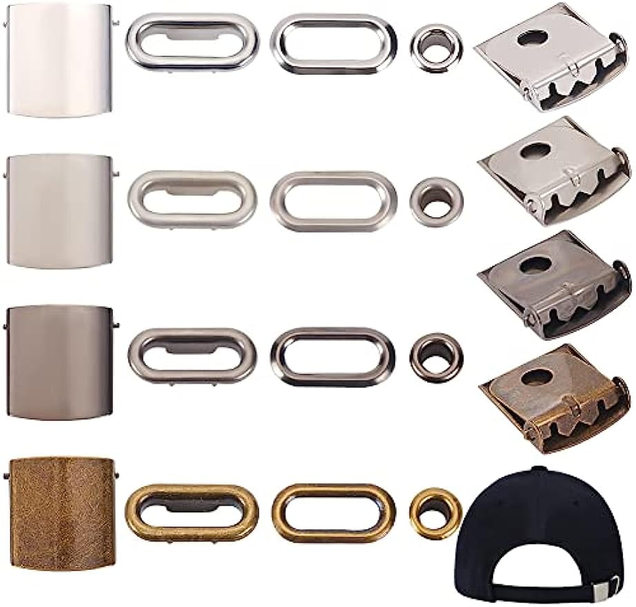 32 Sets Stainless Steel Hat Cap Buckle with Eyelets Buckles for ...