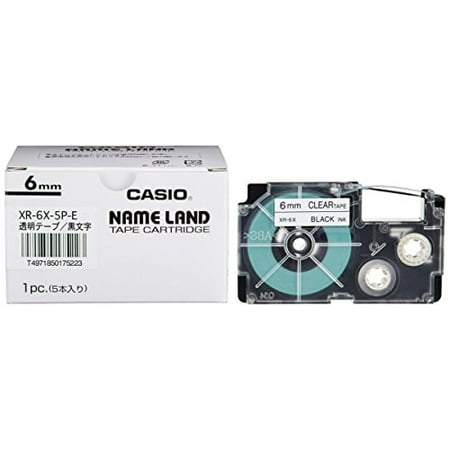 Casio Label Writer Nameland Genuine Tape 6mm XR-6X-5P-E 5 transparent ...