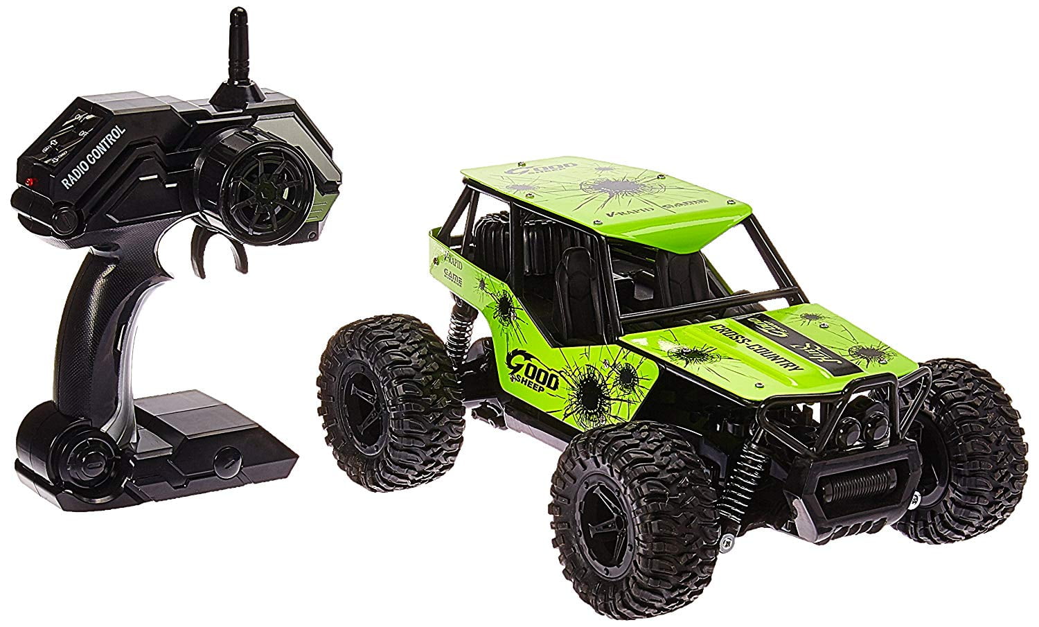 1:16 Scale Size Remote Control RC Green Rally Buggy Turbo Toy Car 2.4 ...
