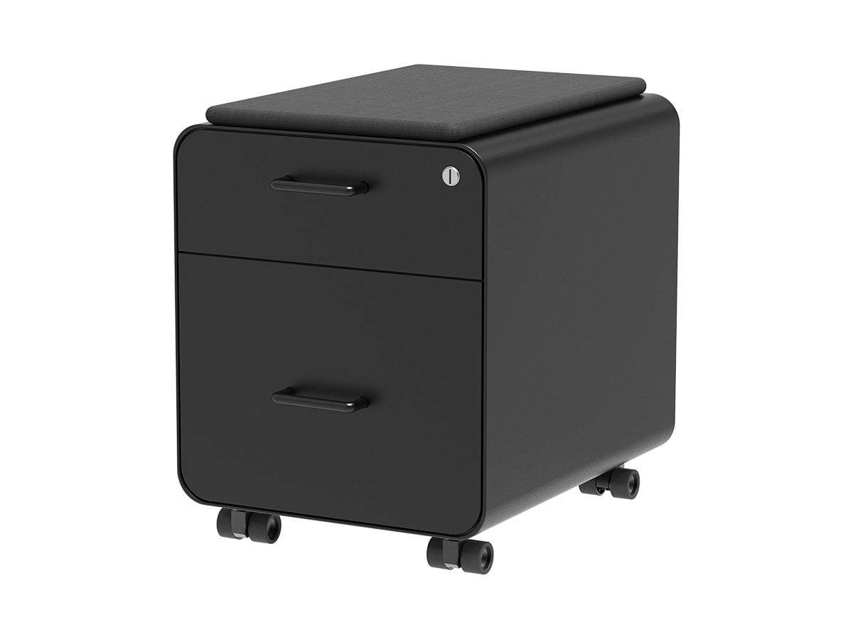 Monoprice Round Corner 2-Drawer File Cabinet - Black, Lockable With ...