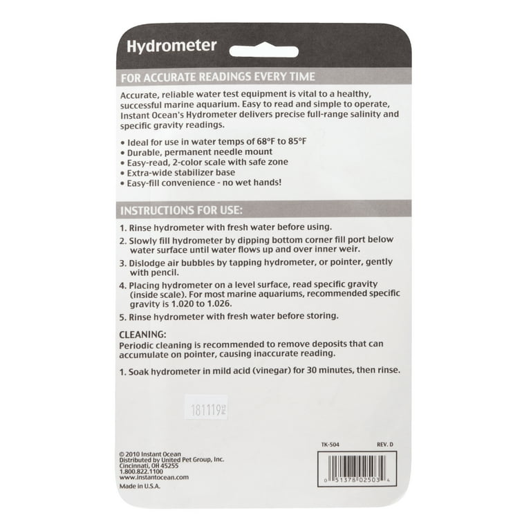 Instant Ocean Hydrometer