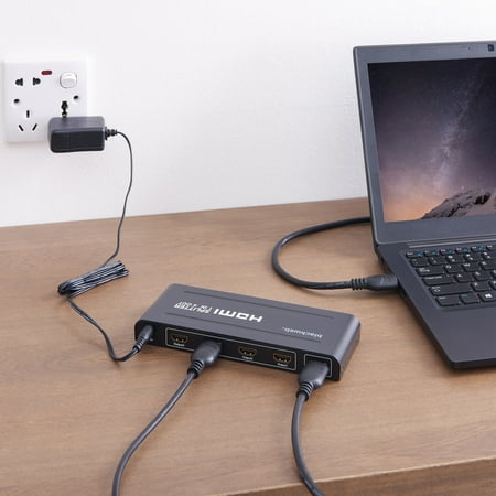 Blackweb HDMI 4-Way Splitter, Muliple Device Compatiblity, Black ...