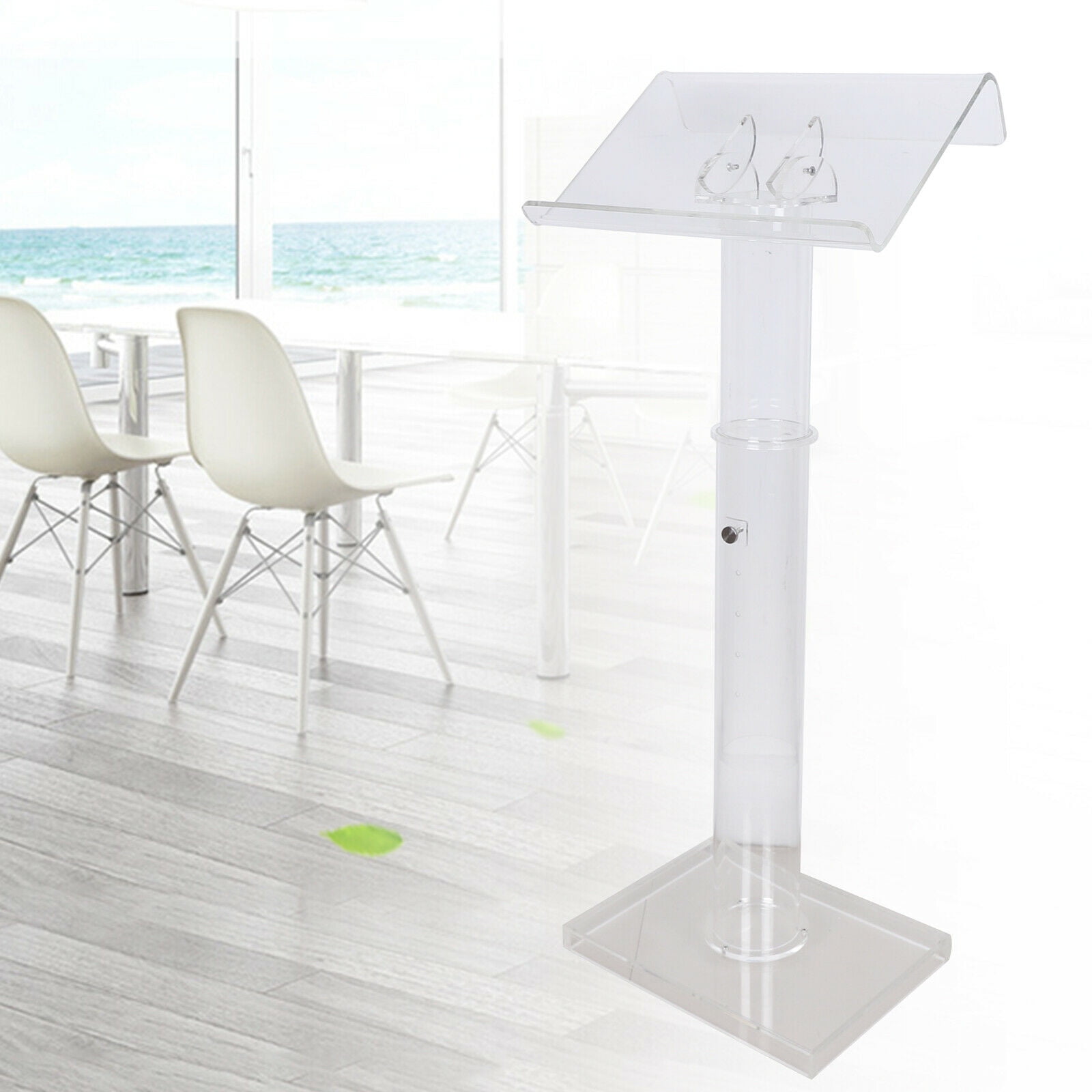 Miumaeov Clear Podium Stand Acrylic Pulpits Height Adjustable for ...