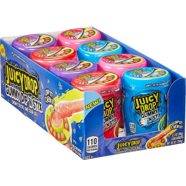 Juicy Drop Candy Gummy Dip'N Stix, Variety Pack, 3.5 oz, 8 ct - Walmart.com