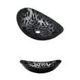 21.5" Oval Tempered Glass Vessel Bathroom Sink, Polished Chrome Drain ...