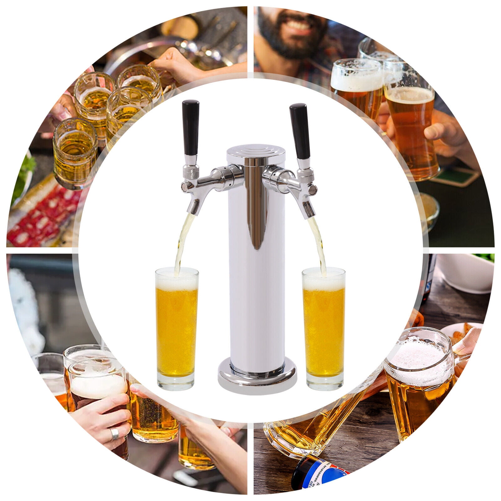 Double Faucet Beer Tower Beer Column Kit Free-standing Beer Dispensing ...